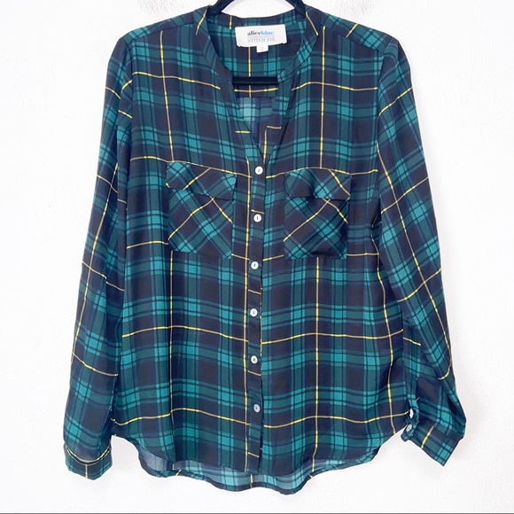 Alice Blue | Tops | Alice Blue Splaid Button Up Blouse Top | Poshmark